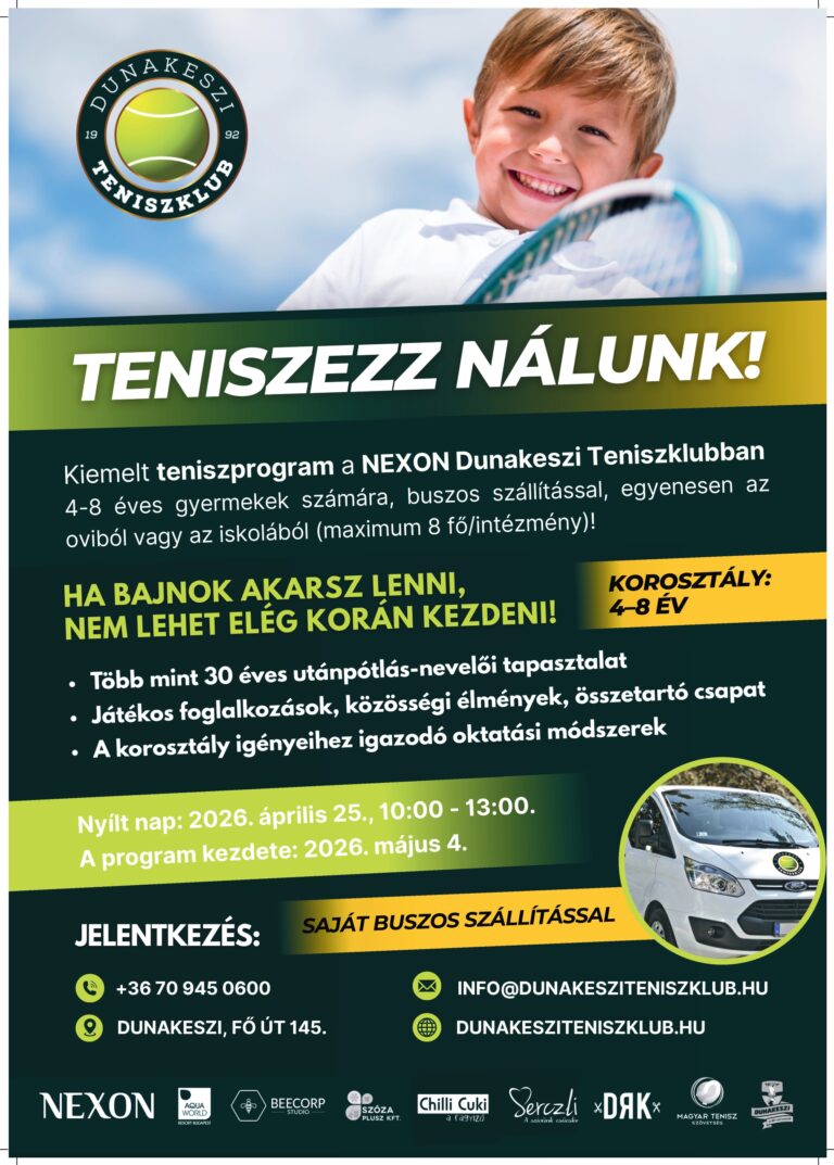 Utánpótlás teniszprogram indul Dunakeszin - Dunakeszi